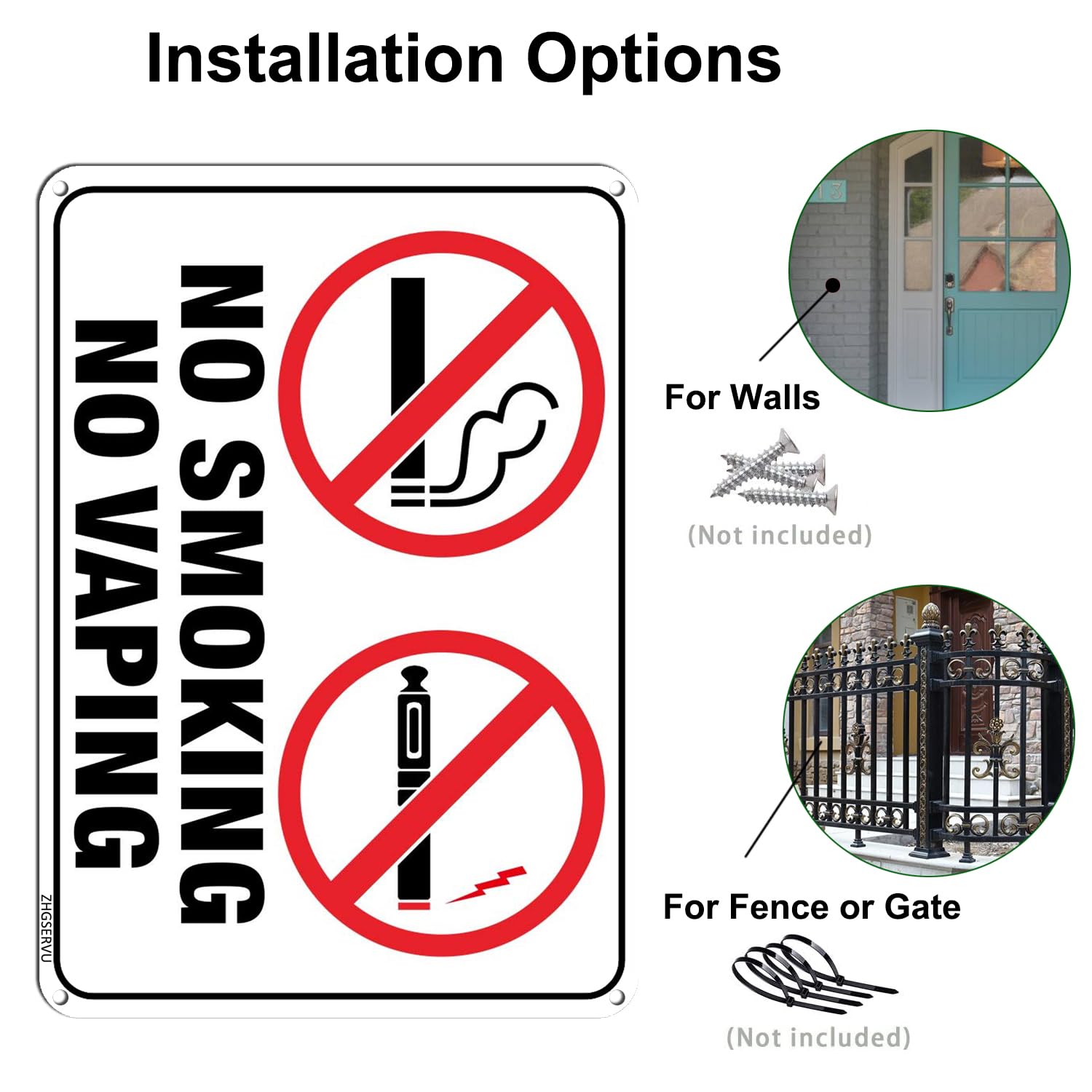 Snapklik.com : No Smoking No Vaping Sign, 2-Pack No Smoking Vaping ...