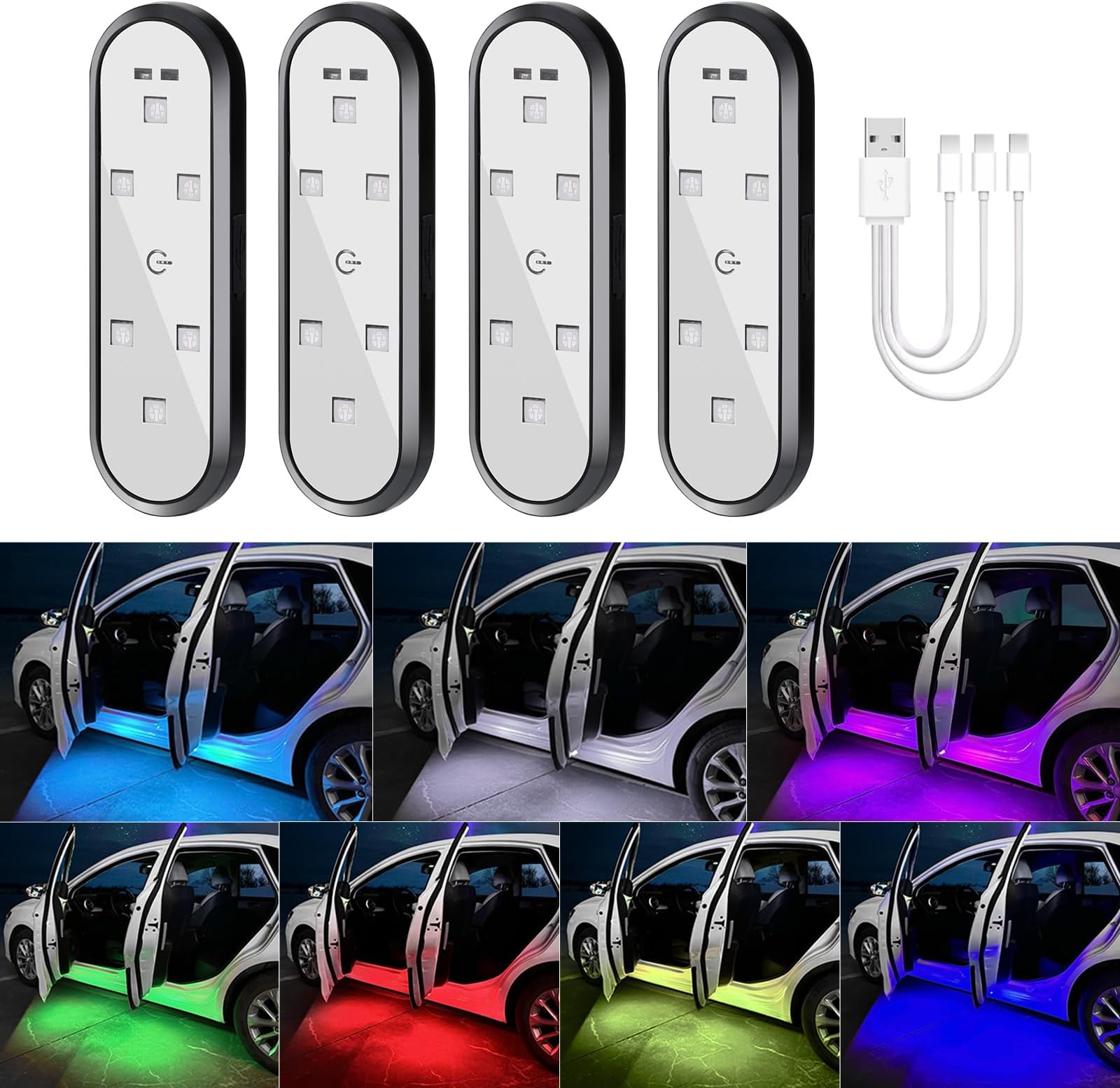 Amazon.com: CARFIB Car Door Lights LED 7 Color Projector Lights ...