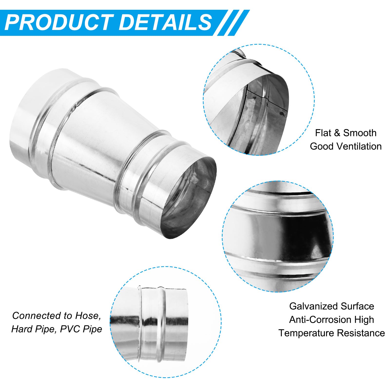 PATIKIL 5 Inch to 4 Inch Round Duct Reducer Increaser Connector ...