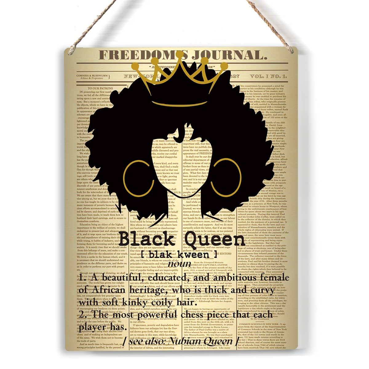 Retro Black Queen Definition Wood Sign Black Woman Wooden Signs Rustic ...