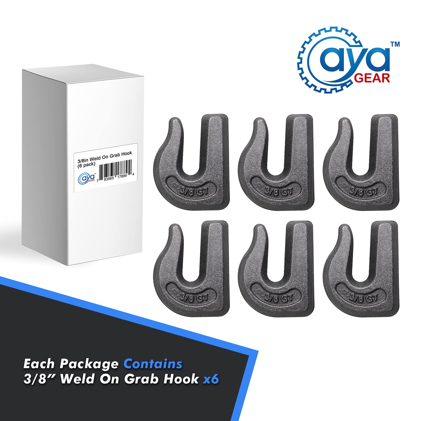 Snapklik.com : AyA Gear Weld-on Grab Chain Hook 3/8-in Heavy Duty Tow ...