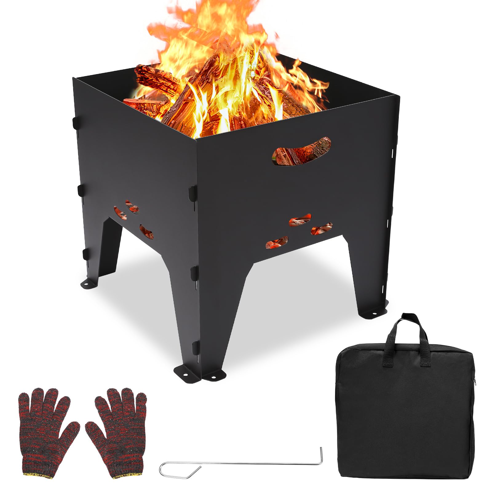 Amazon.com : QuliMetal Portable Wood Burning Fire Pit with Storage Bag ...