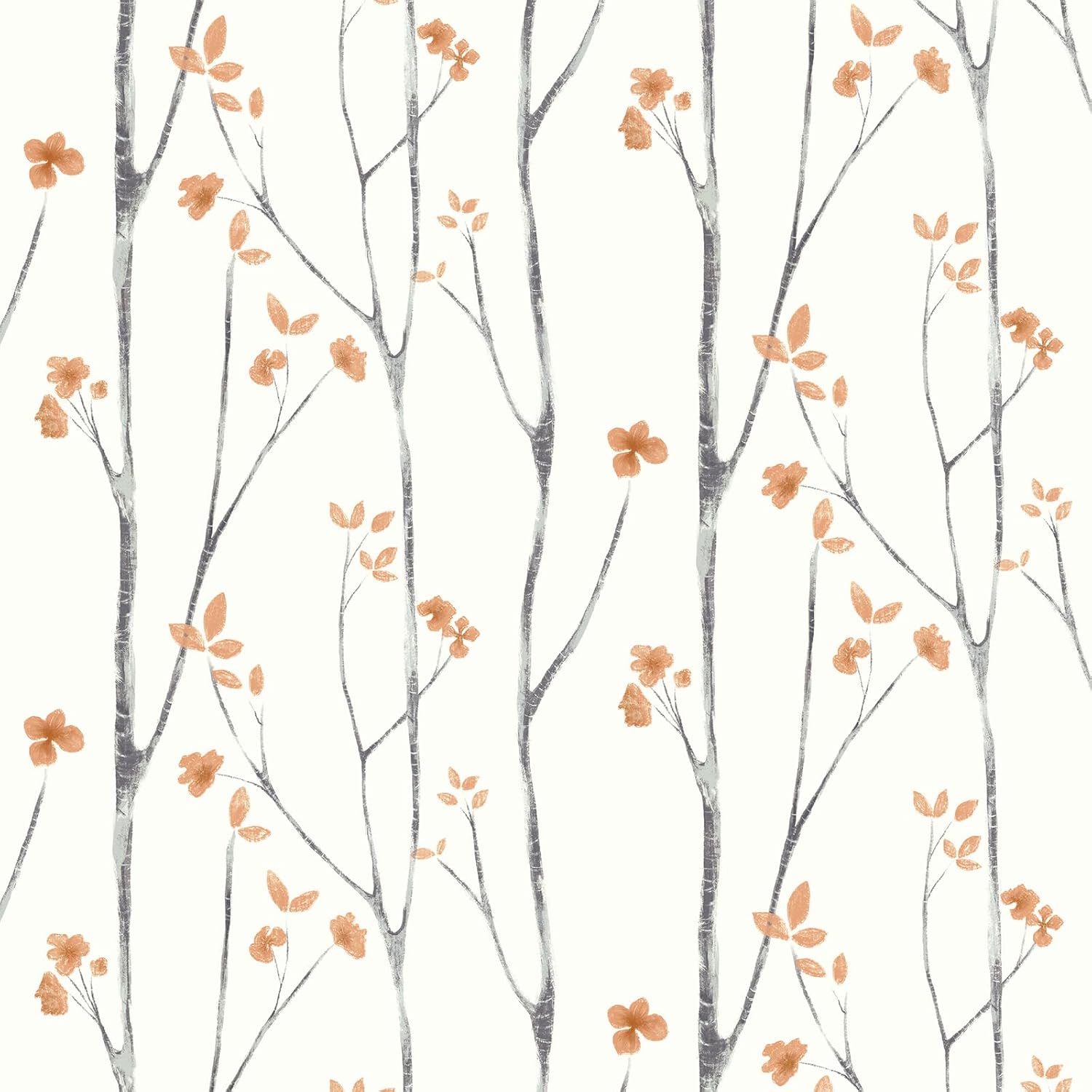 Timeet Self Adhesive Wallpaper Beige Contact Paper 41x300cm Grey Tree ...