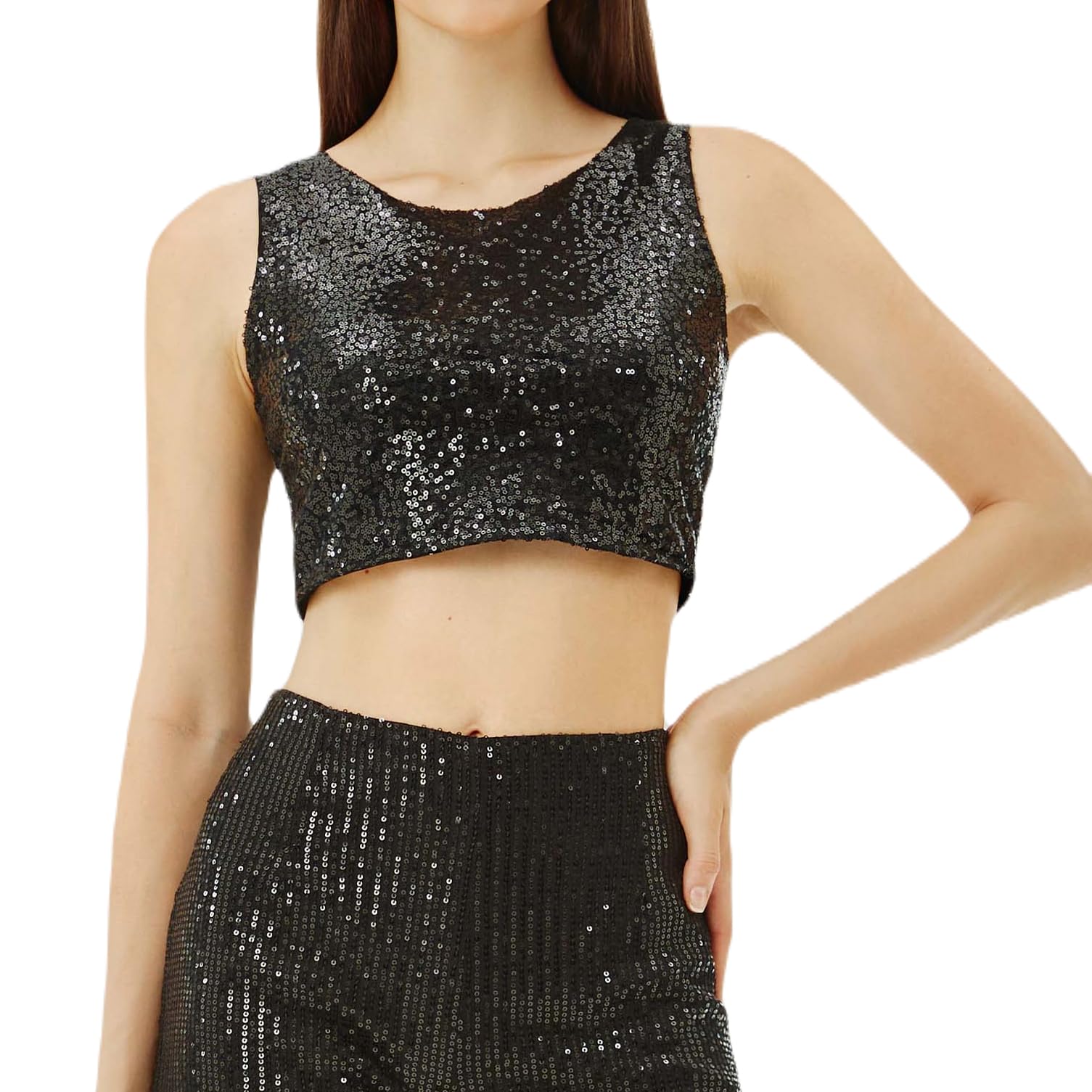 Coucoland Cropped Tank Top for Women - Womens Summer Sparkle Sequin ...