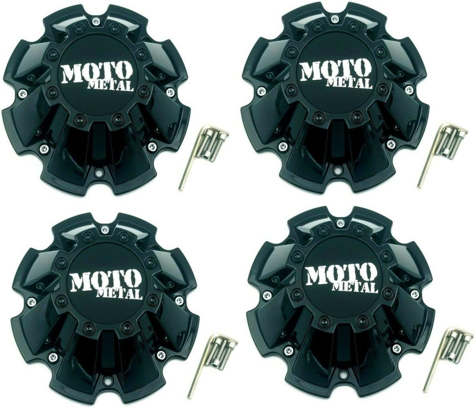 Amazon.com: WheelPros 4 Pack M793BK01 Moto Metal Cap M-793 Black Wheel ...