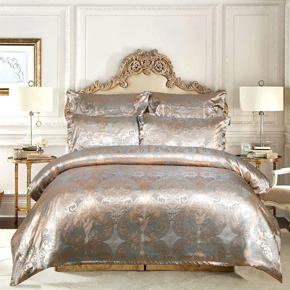Amazon.com: Royal Hotel Bedding 7PC- King Sara Jacquard Duvet Cover Set ...