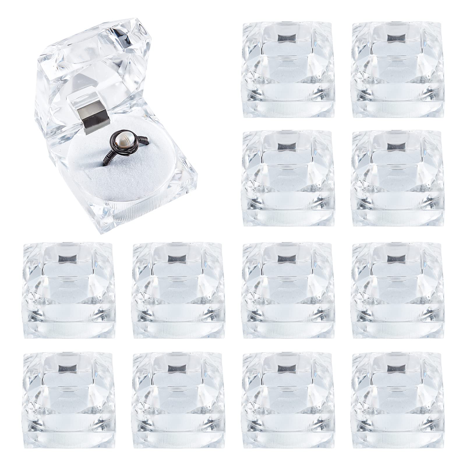 Amazon.com: PH PandaHall 12pcs Clear Crystal Ring Boxes Square Earrings ...