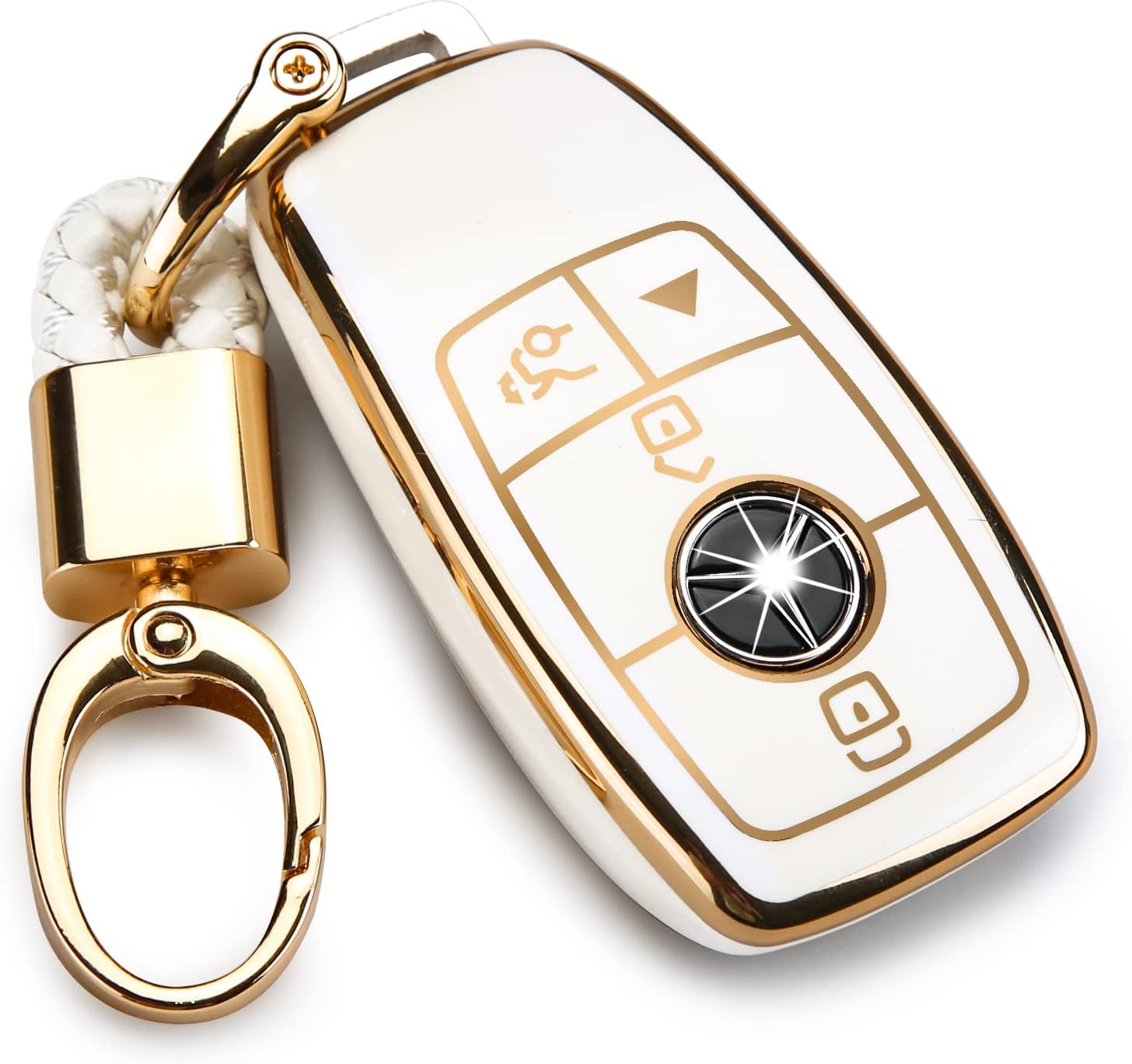 Amazon.com: UTFT-17 For Mercedes Benz Key fob Cover,gold Keychain,with ...