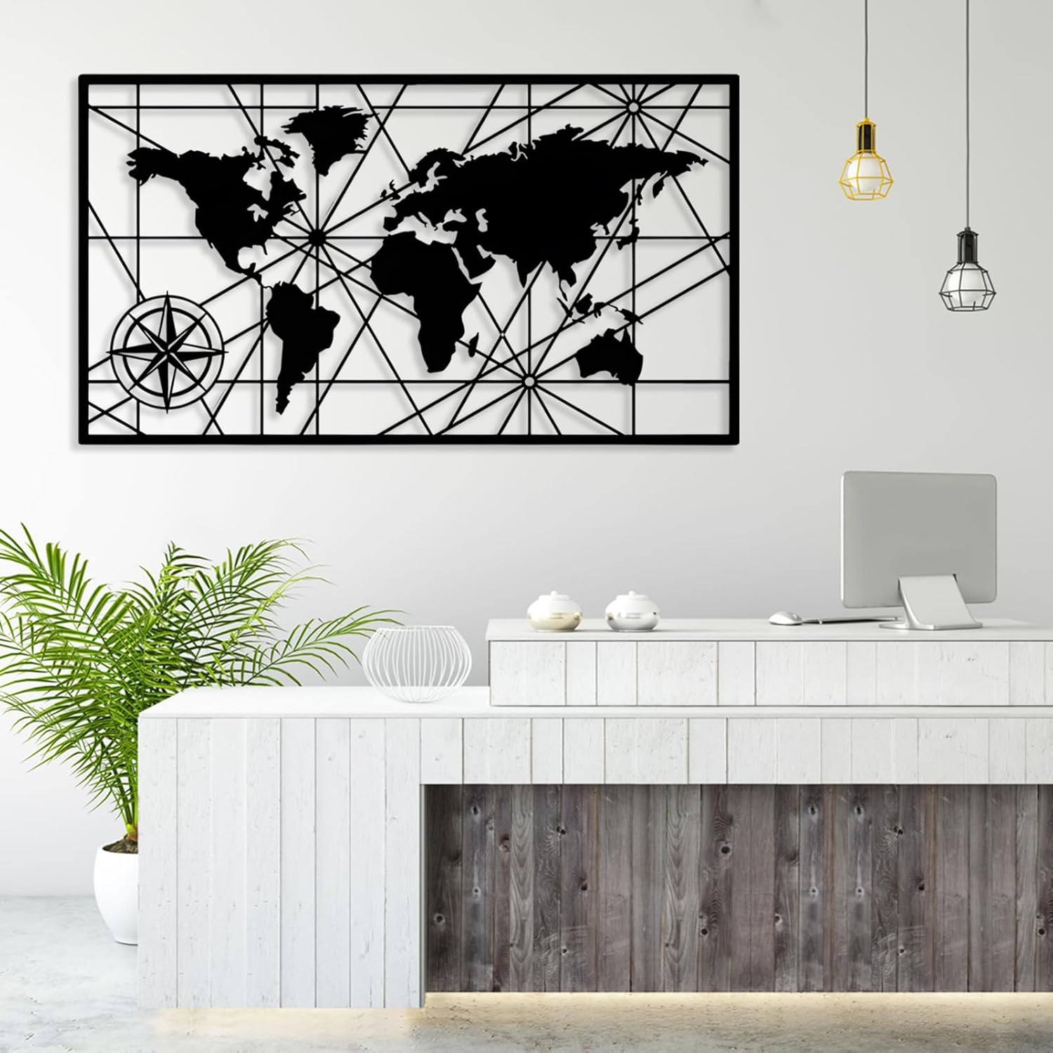 Amazon.com: World Map Metal Wall Art, Metal World Map Wall Decor, Map ...