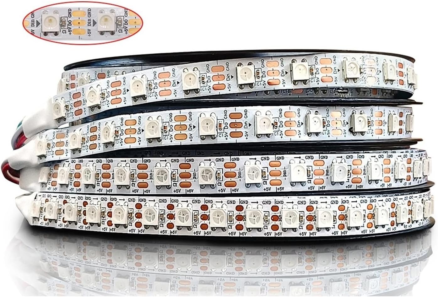 1~5m WS2812B DC5V Addressable 5050 RGB LED Strip 30/60/74/96/144 Pixels ...