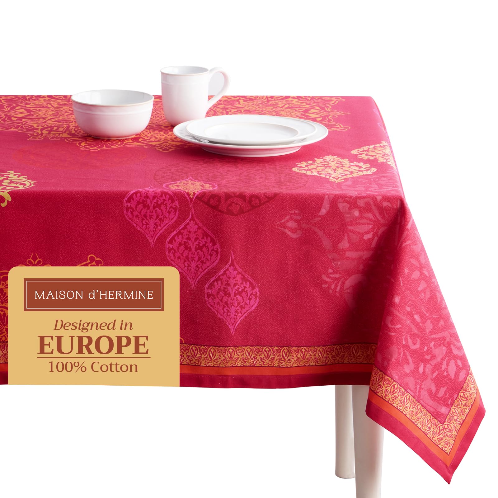 Amazon.com: Maison d' Hermine Tablecloth 100% Cotton 60"x90" Decorative ...