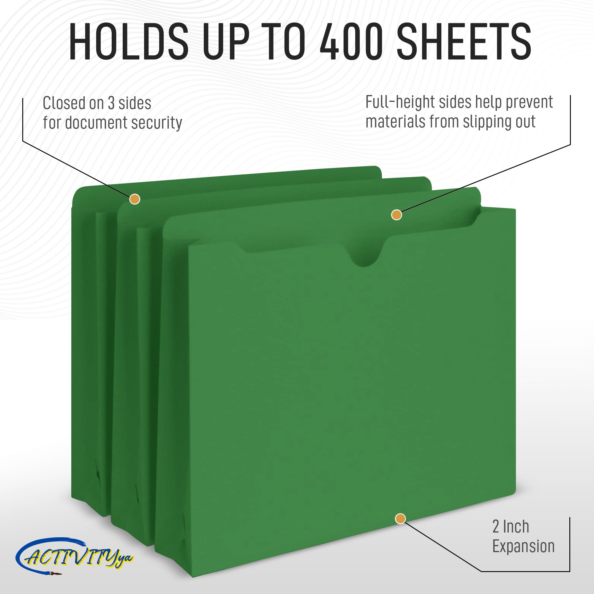 Snapklik.com : Green File Jackets, 2 Inch Expansion, Letter Size ...
