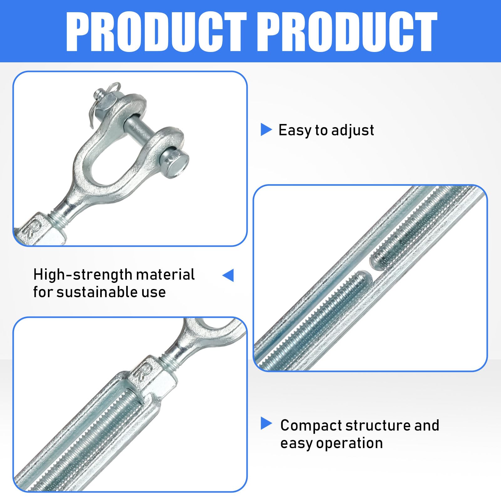 Snapklik.com : 4 Pack Jaw And Jaw Turnbuckle 3/8 X 6 Inch Stainless ...