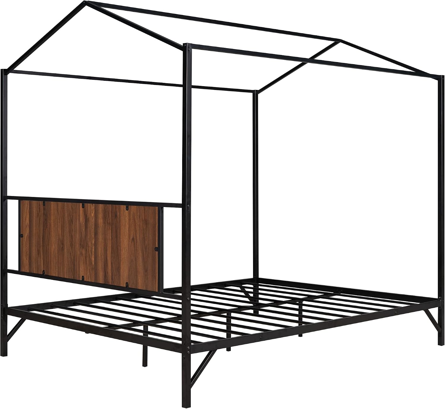 Hlcodca Cama de casa de metal simple con base de listones cama de ...