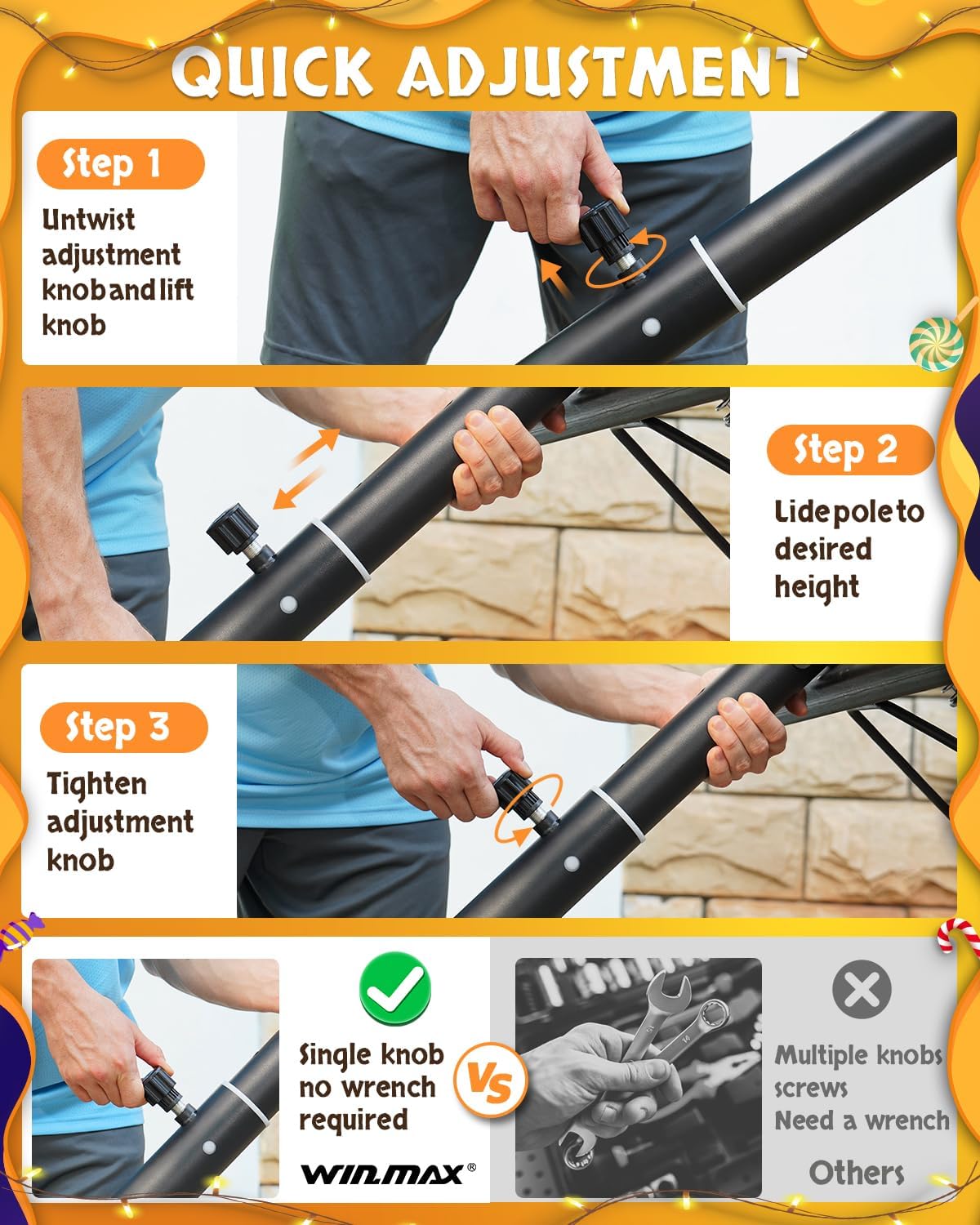 Snapklik.com : WIN.MAX Basketball Hoop Outdoor 3.8-10ft Adjustable Height