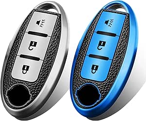 Amazon.com: Xotic Tech 2X Silver + Blue TPU Grainy Leather Texture Key ...