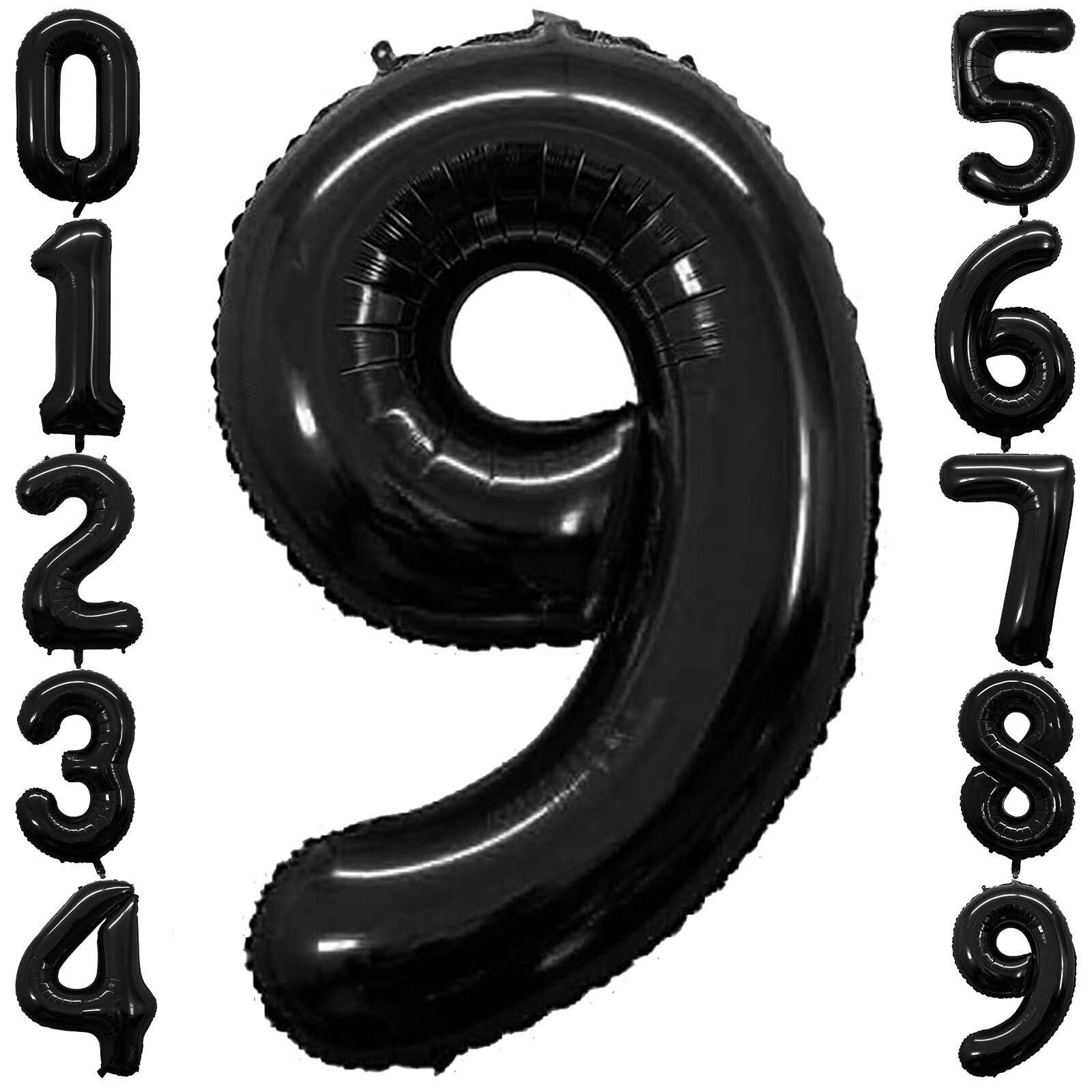Amazon.com: 9 Number Balloon Black 40 inch Big Foil Mylar 9th Balloons ...