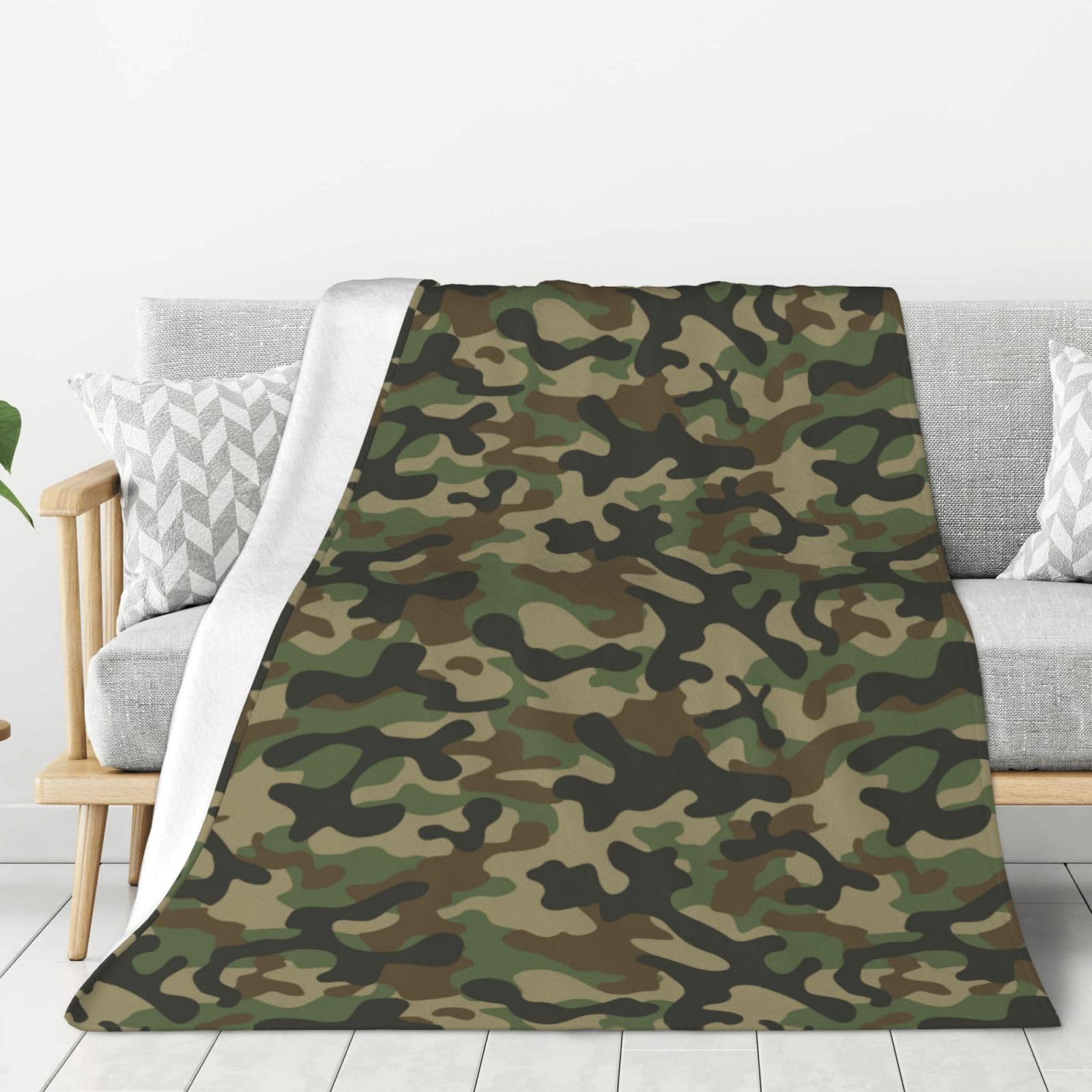 Amazon.com: Oplp Military Army Green Camouflage Throw Blanket for Bed ...