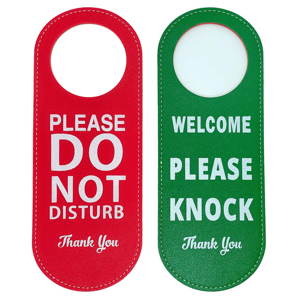 Buy QINIZX 2 Pack Do Not Disturb Door Hanger Sign, PU Leather Double ...
