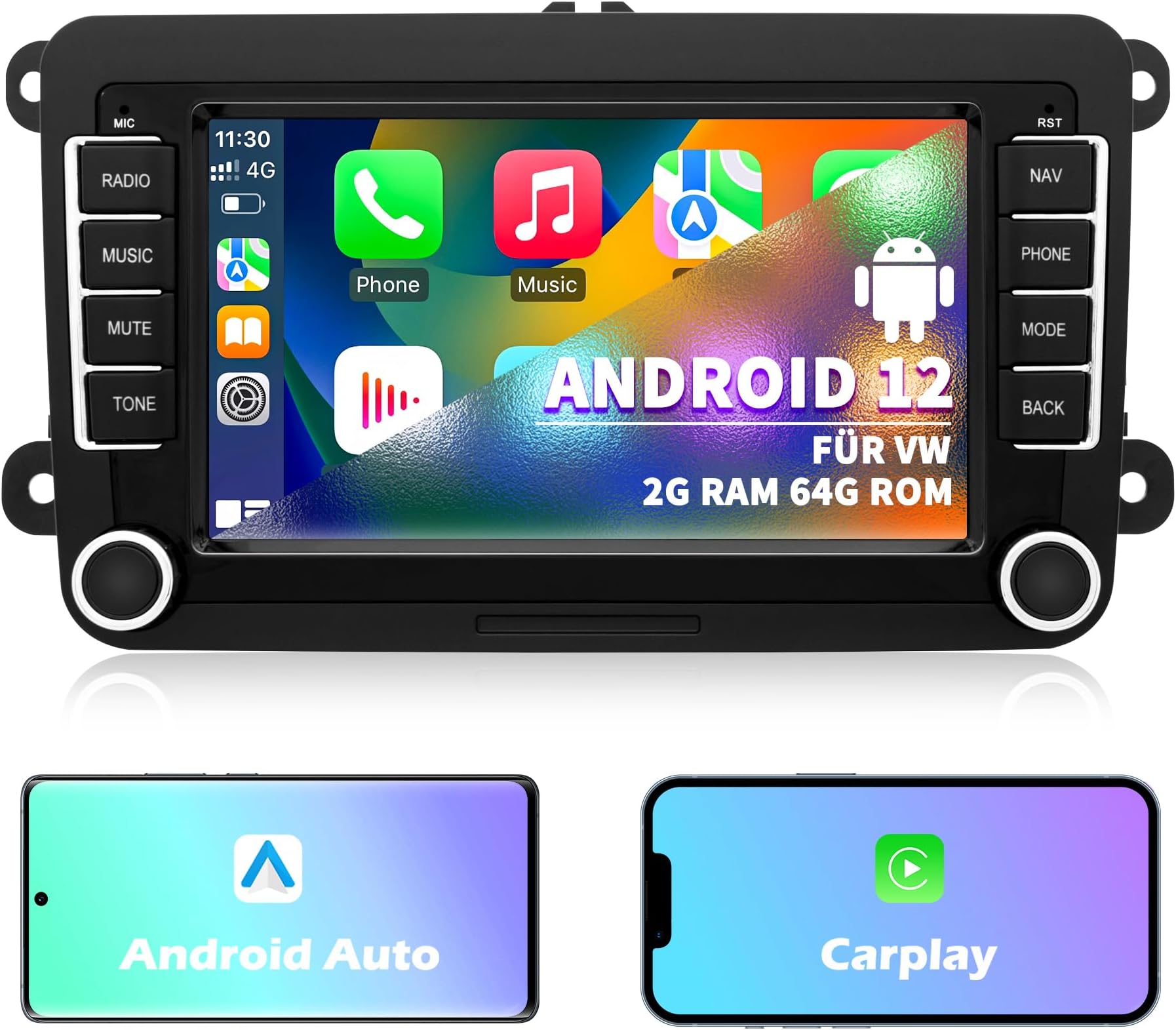 Apple Carplay Autoradio für VW Golf 5 6 Polo T5 Tiguan Skoda Passat ...