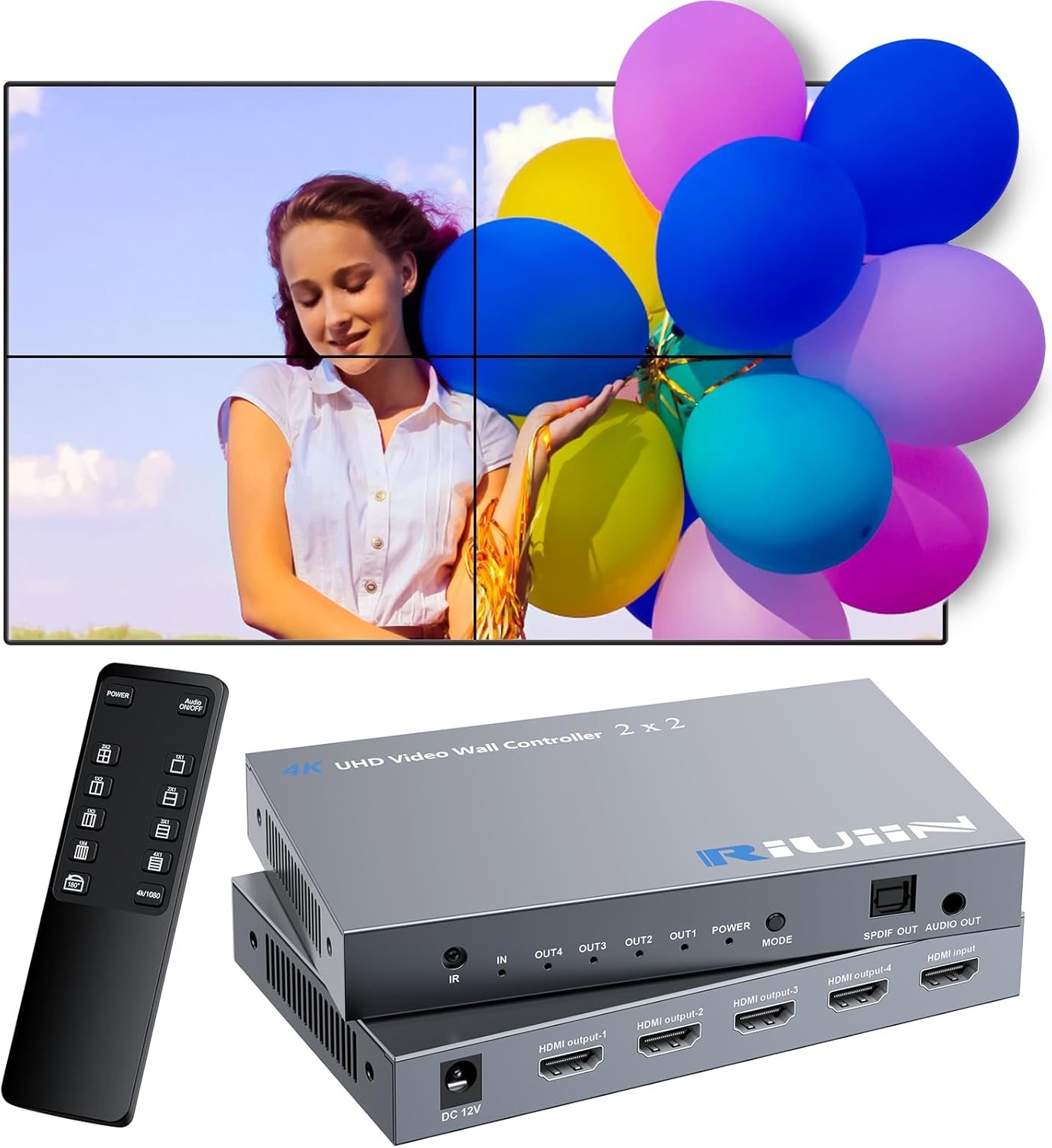Amazon.com: RIUIIN Video Wall Controller with 12 Modes, HDMI or USB-C ...