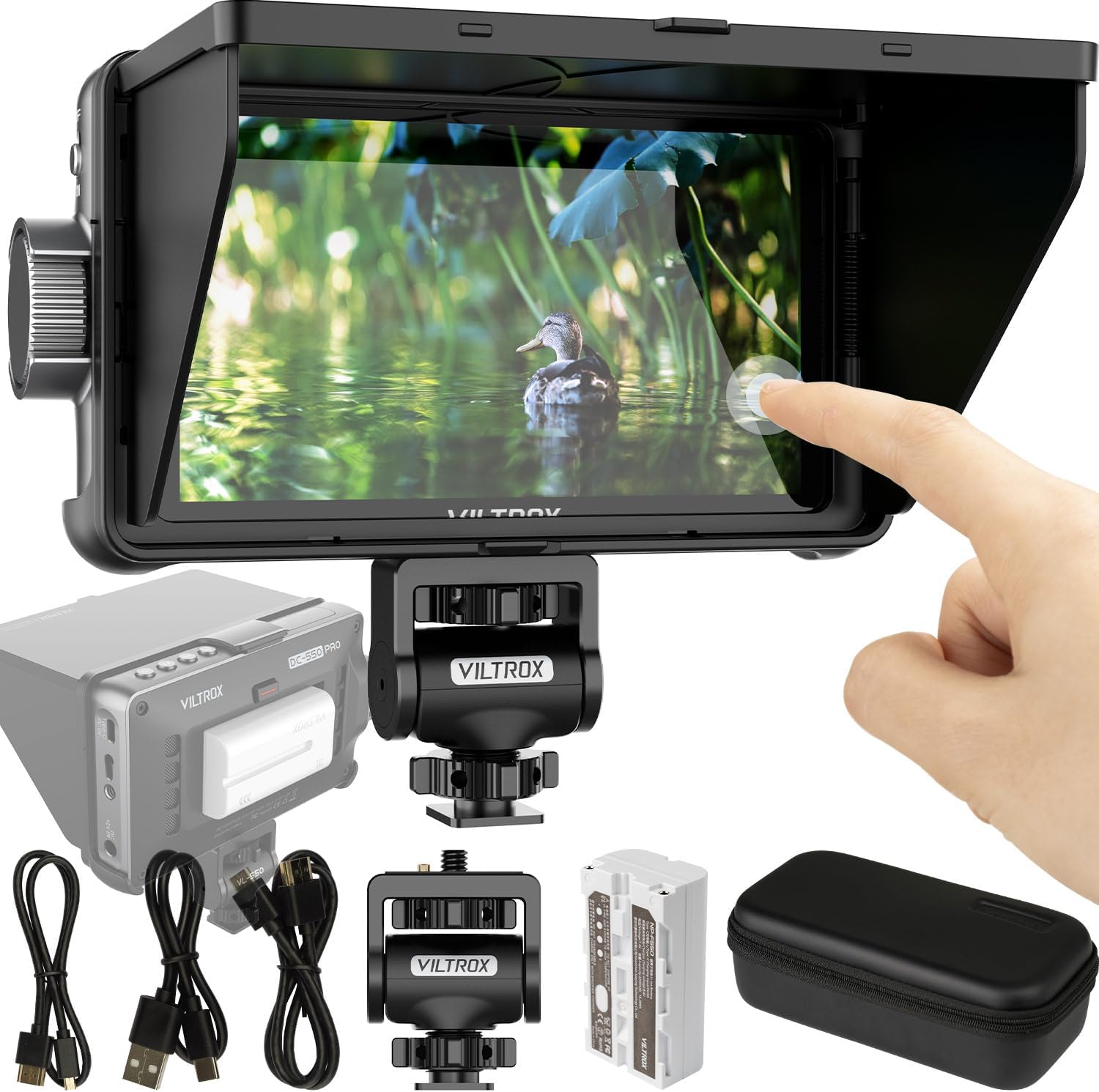 Amazon.com : VILTROX Camera Field Monitor DC-550pro 5.5" Kit Touch ...