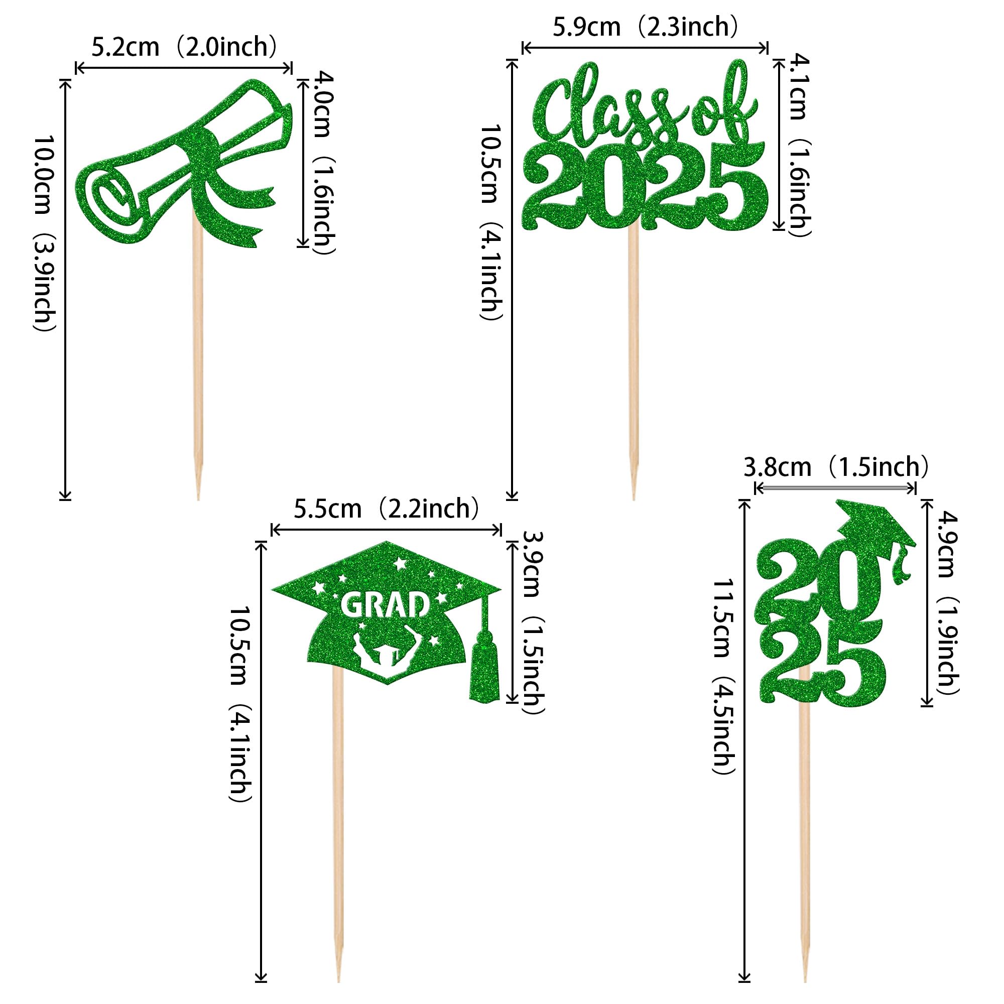 Graduation Cap Decoration 24 PCS 2025 Graduation Cupcake Toppers ...