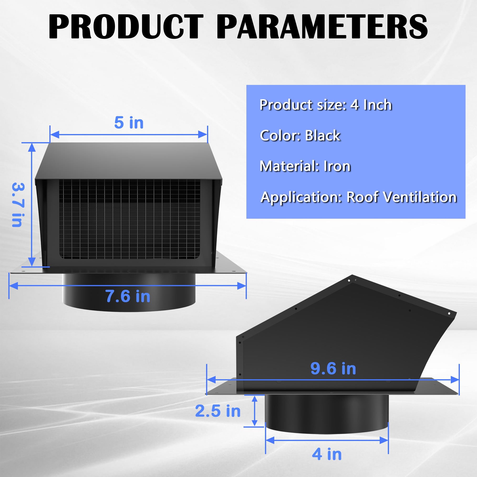 Snapklik.com : Roof Vent Cap 4 Inch Removable Rooftop Black Exhaust ...