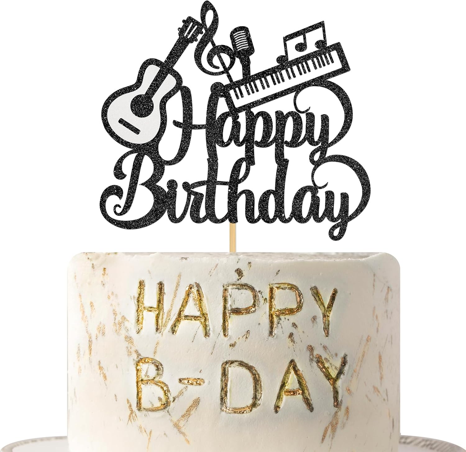 Amazon.com : Music Guitar Piano Happy Birthday Cake Topper, Music Lover ...
