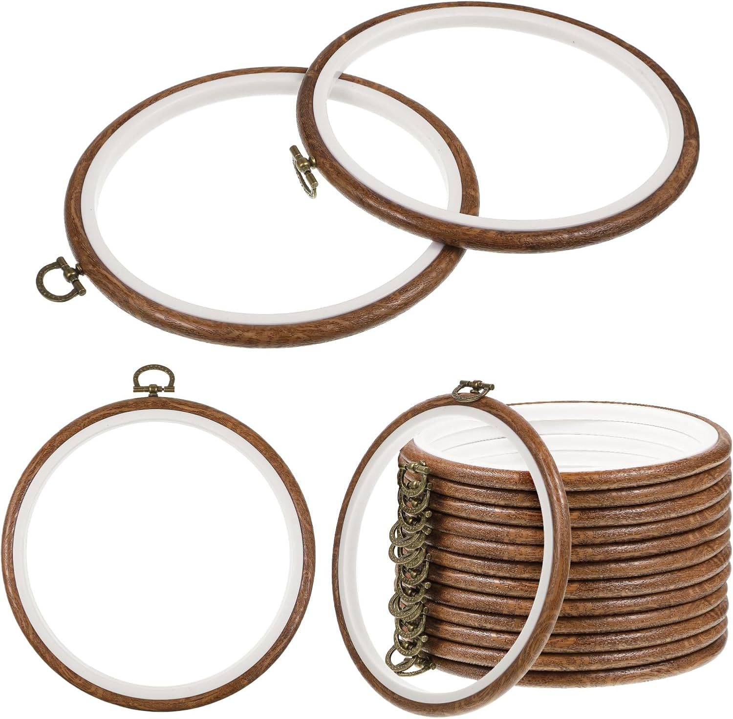 Amazon.com: Oqqlin 15 Pcs Round Embroidery Hoops, 6 Inch Durable ...