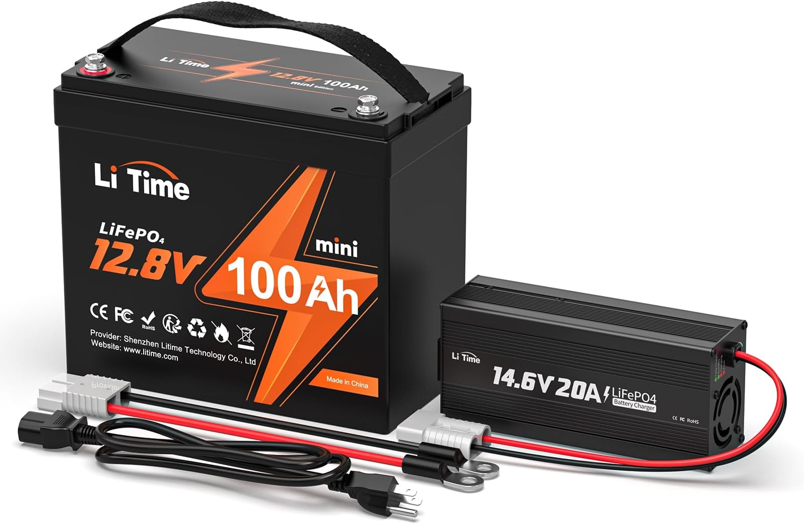 Amazon.com: LiTime 12.8V 100Ah Mini LiFePO4 Lithium Auto Battery with ...
