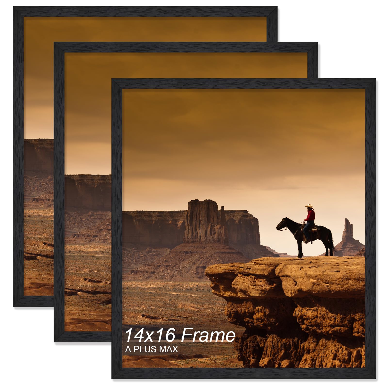Amazon.com - A PLUS MAX 14x16 Picture Frame Set of 3, Black Engineered ...