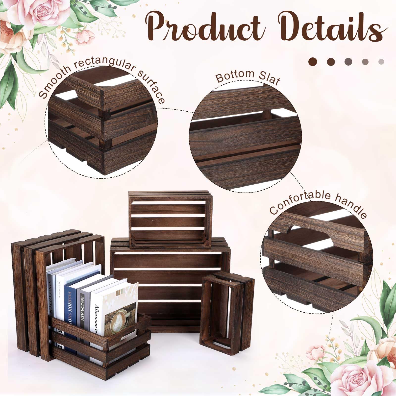 Snapklik.com : Soaoo 5 Pcs Decorative Nesting Wooden Crates For Storage ...