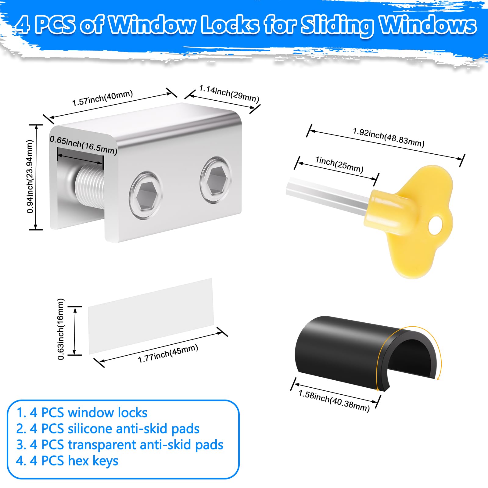 Snapklik.com : Window Locks, 4 Sets Premium Sliding Window Locks ...