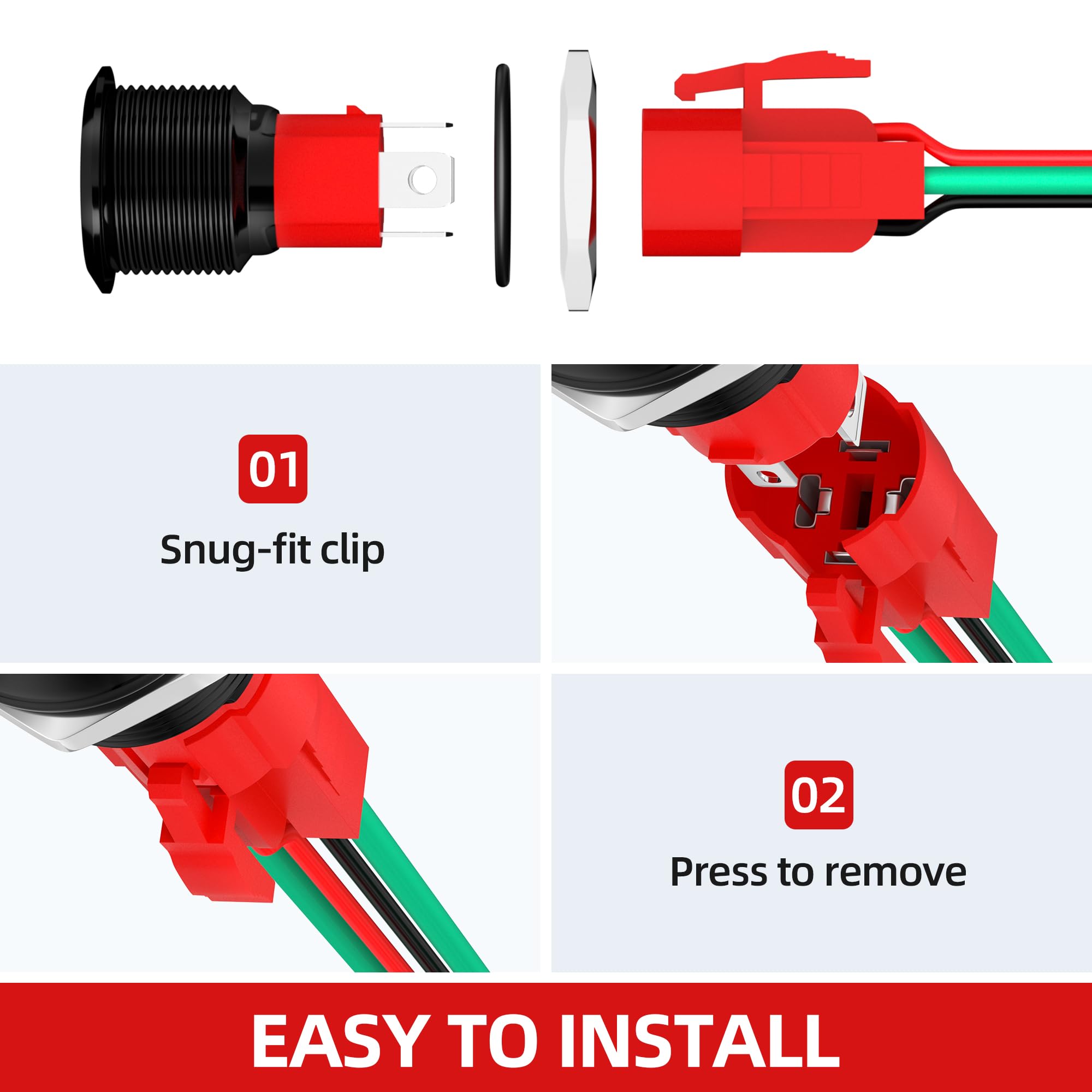 Snapklik.com : Joinfworld Momentary Push Button Switch 12V 20 Amp Heavy ...