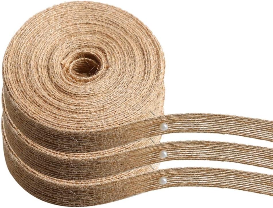 3 Rolls Natural Ribbon, Natural Rustic Hessian Ribbon Jute Craft Ribbon ...