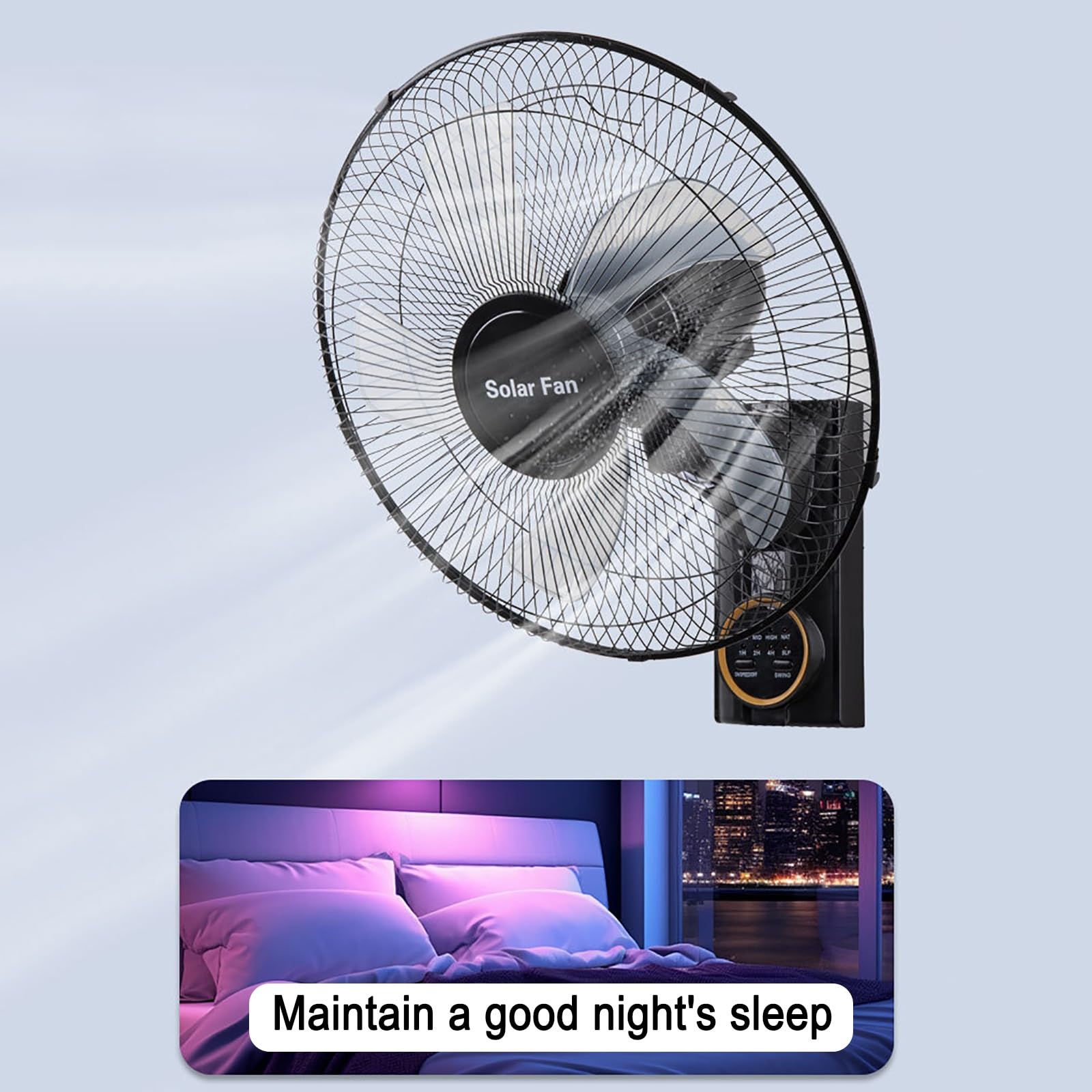 Solar Wall Mounted Fan 16" Solar Wall Mount Fan - Oscillating Outdoor ...