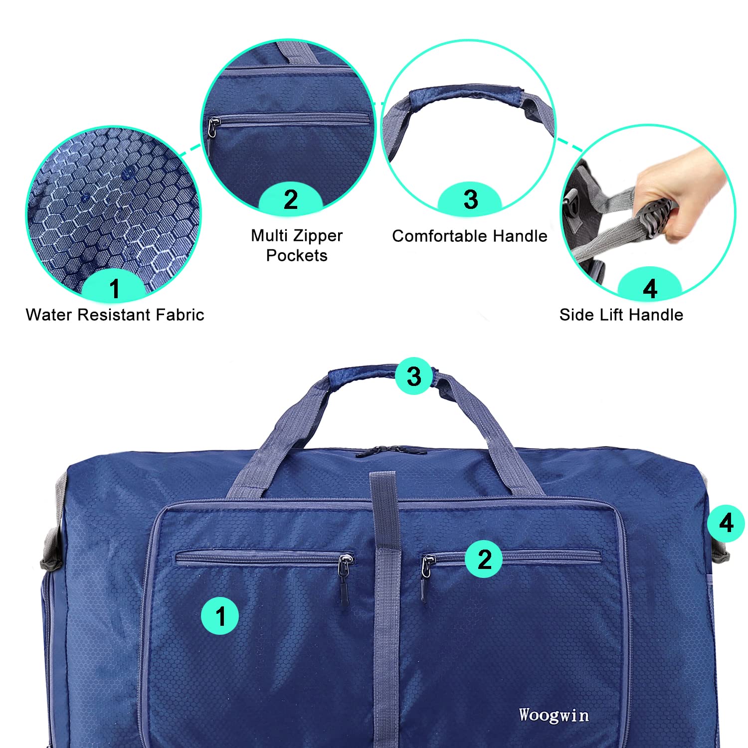 Snapklik.com : Woogwin Travel Duffel Bag Large Foldable Waterproof ...