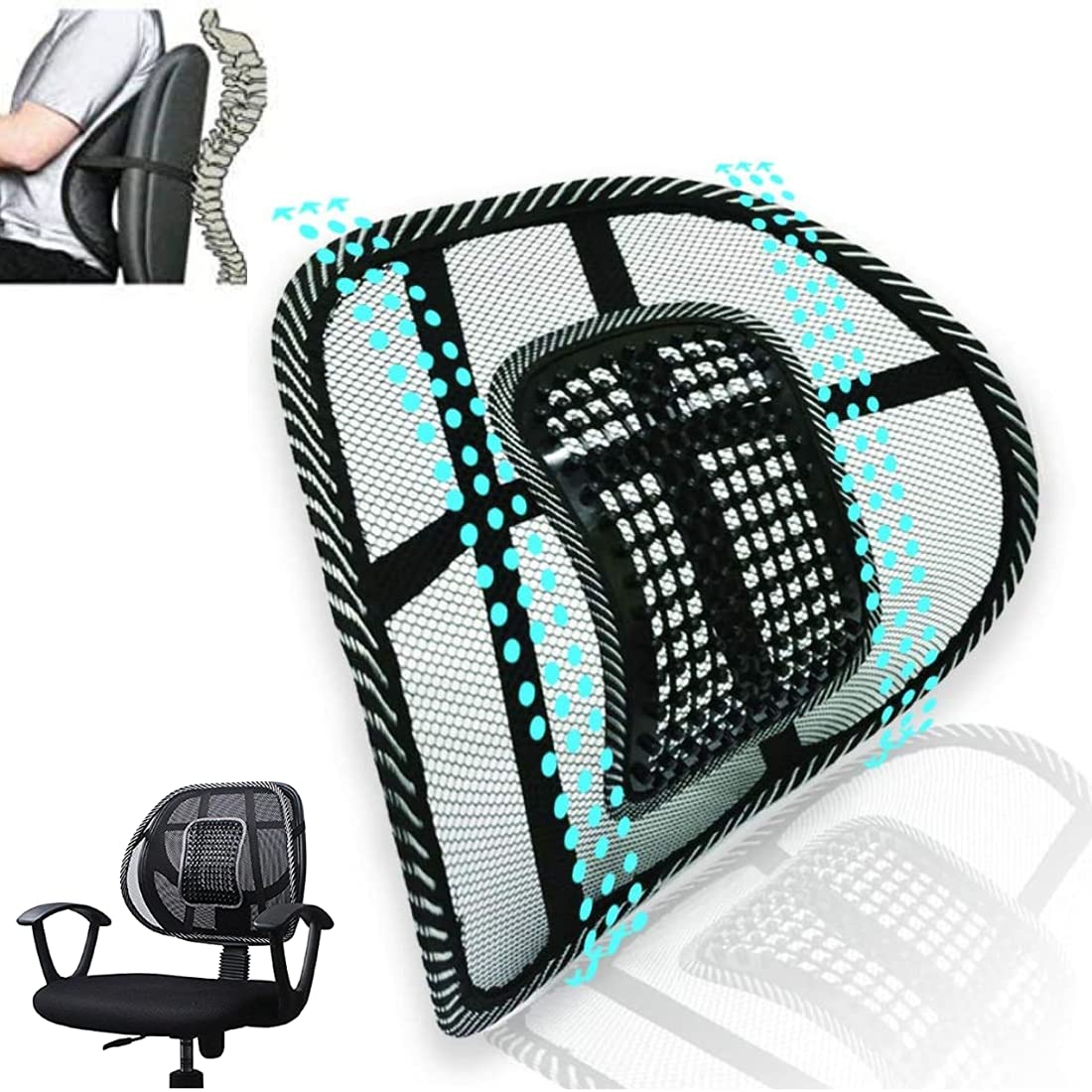 Houzeemart Back Pain Relief Lower Back Supporter for Car Seat, Back ...