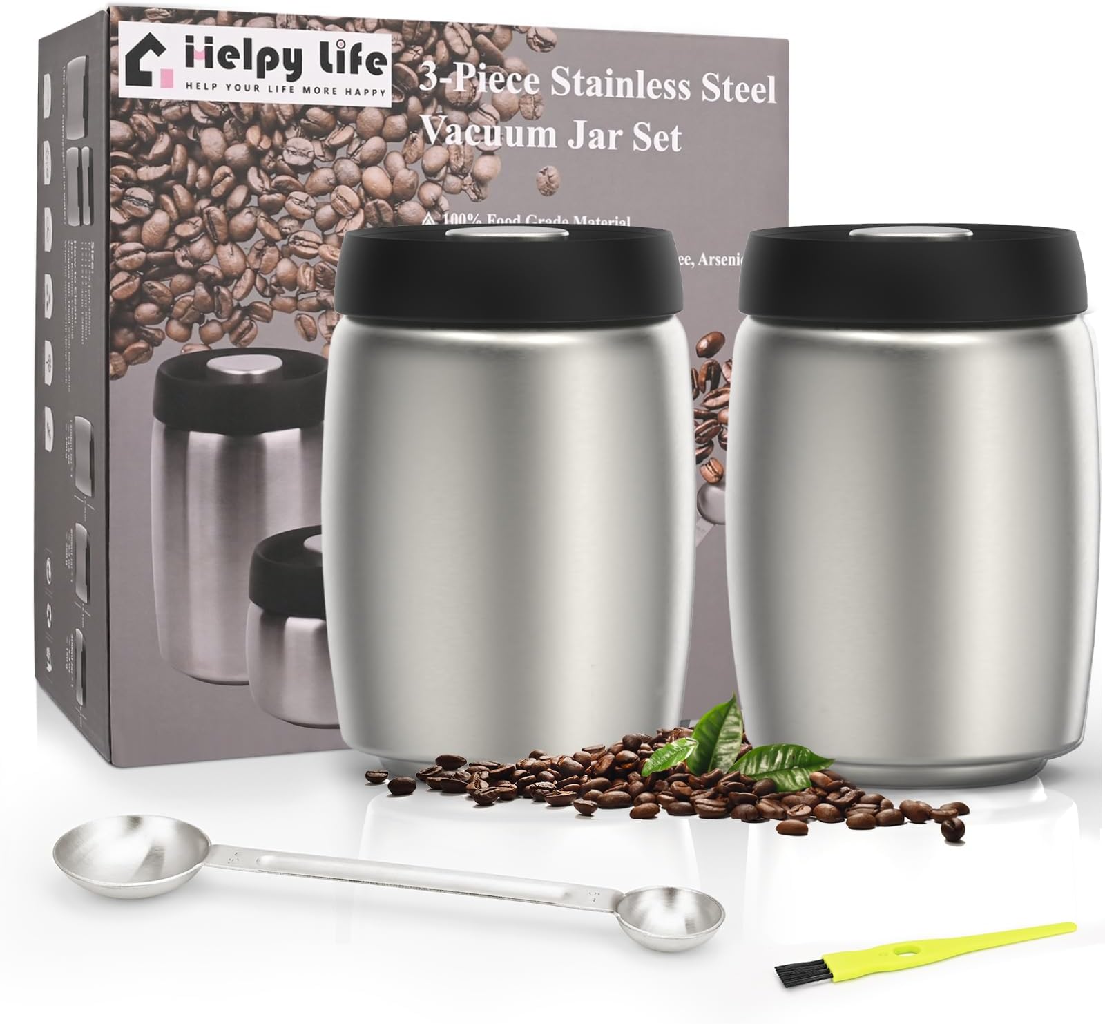 Amazon.com: FOSKU Airtight Coffee Canister, Stainless Steel Ground ...