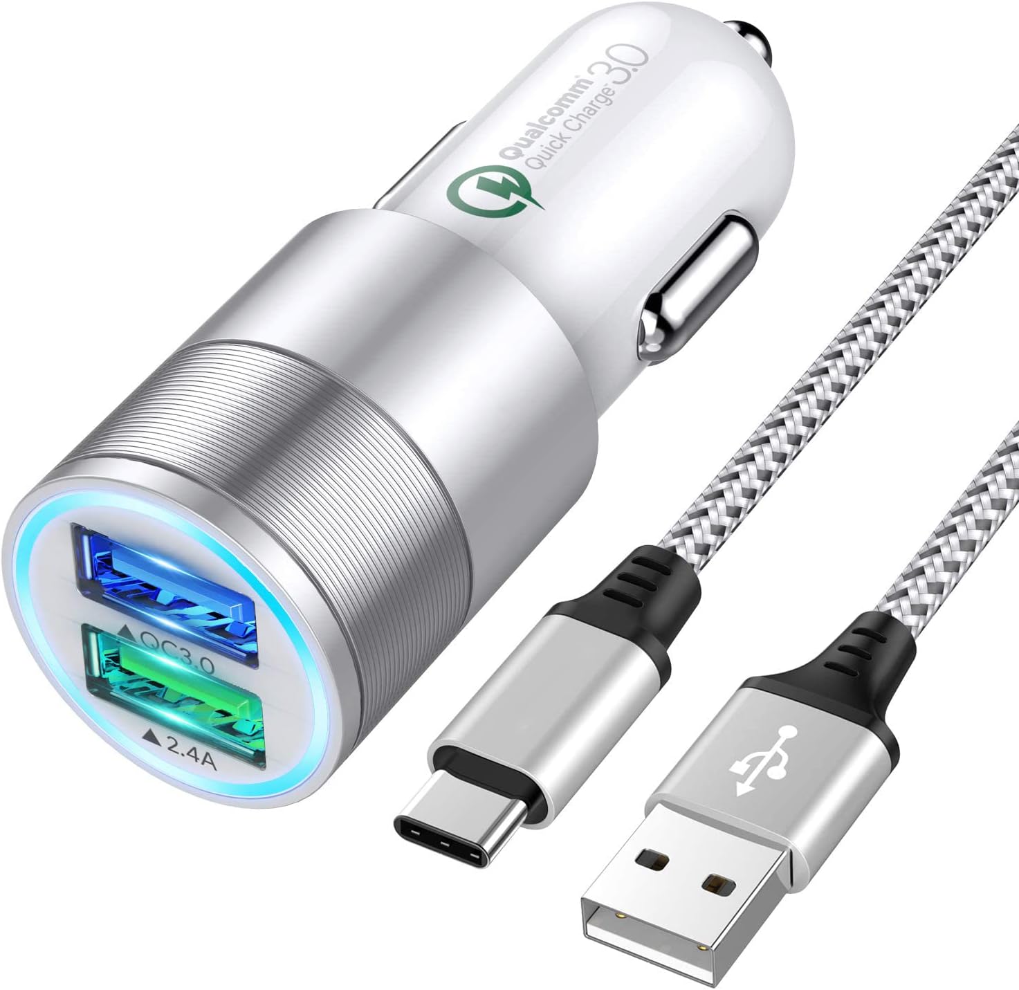 Amazon.co.jp: IWAVION 30W Car Charger, 2 Ports, USB C Cigarette Lighter ...