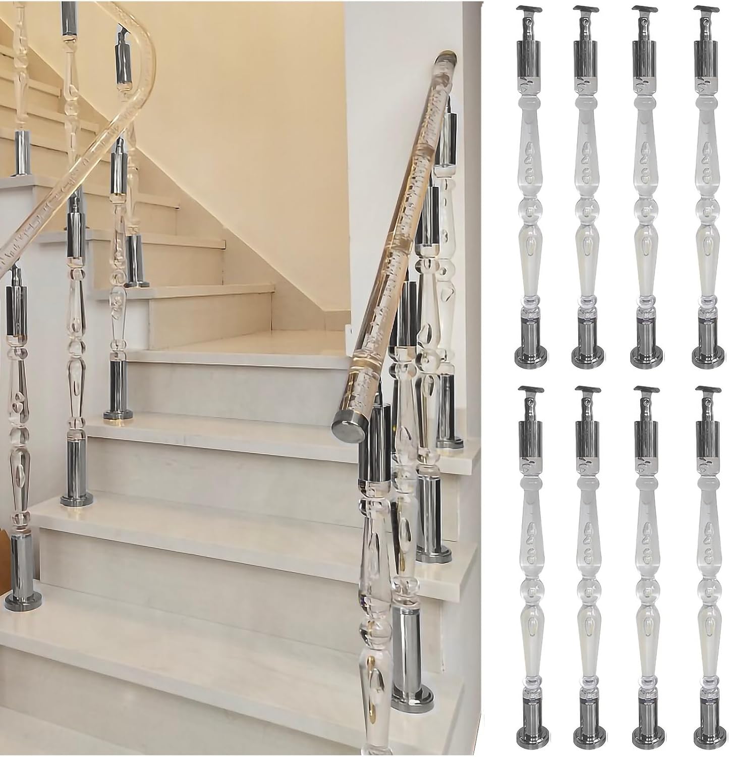 Amazon.co.jp: Clear Acrylic Railing Posts for Indoor Stairs, Balcony ...