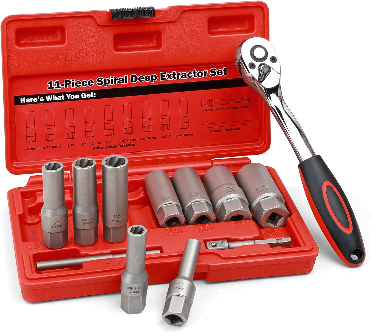 WORKEASE 12PCS Impact Bolt & Nut Remover Set, Deep Bolt Extractor Tool ...