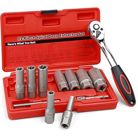 WORKEASE 12PCS Impact Bolt & Nut Remover Set, Deep Bolt Extractor Tool ...