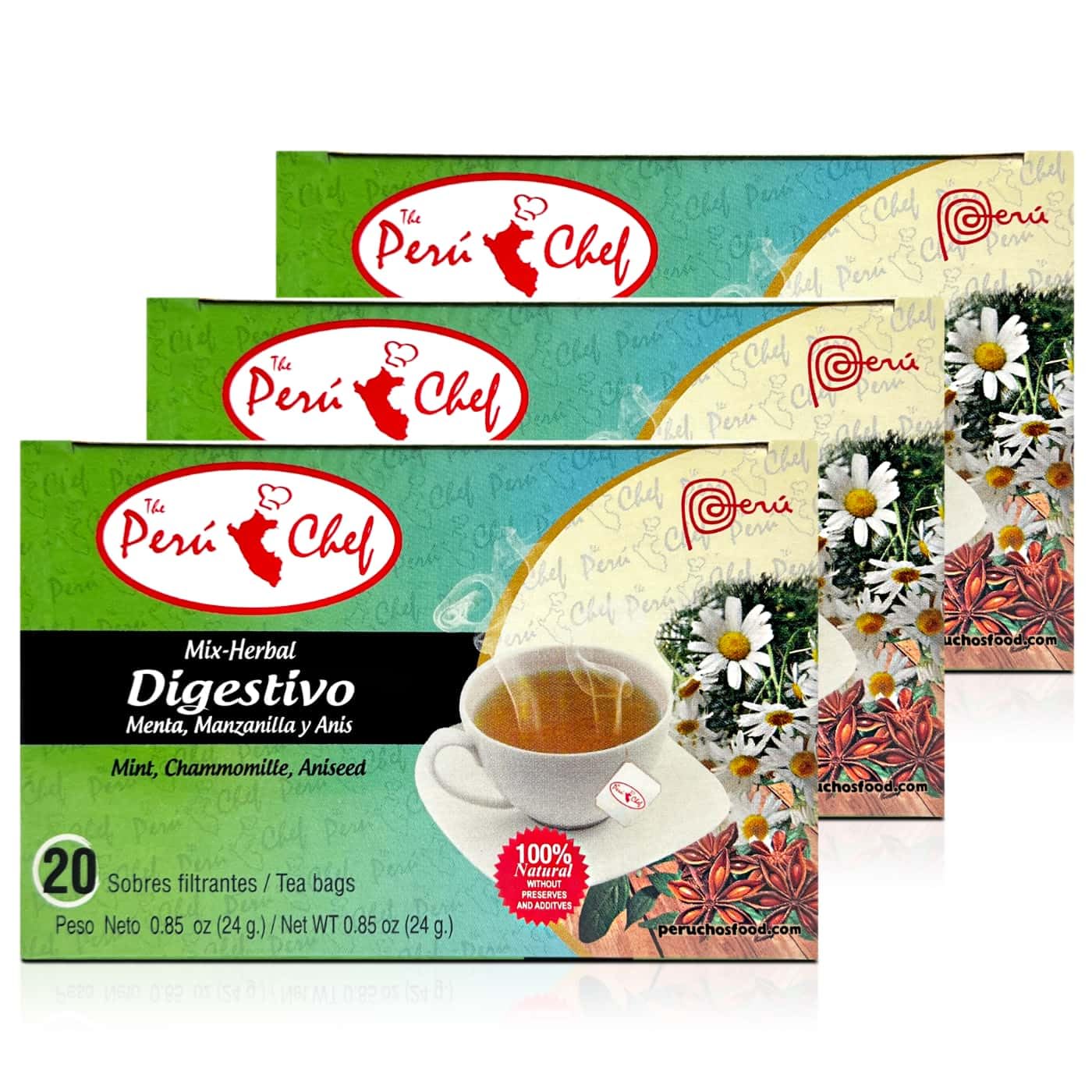 Amazon.com : 3 Cajas de Peruchef Te Digestivo Mezcla de Hierbas (Menta ...