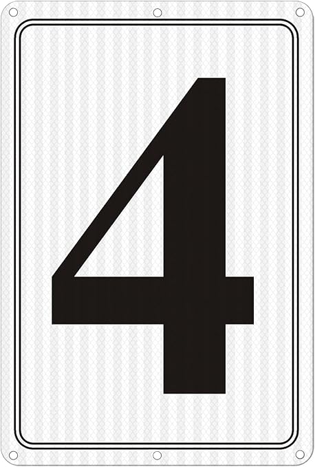 i-CowFun Premium Reflective Metal Number Signs 4 - Aluminum 12" X 8 ...
