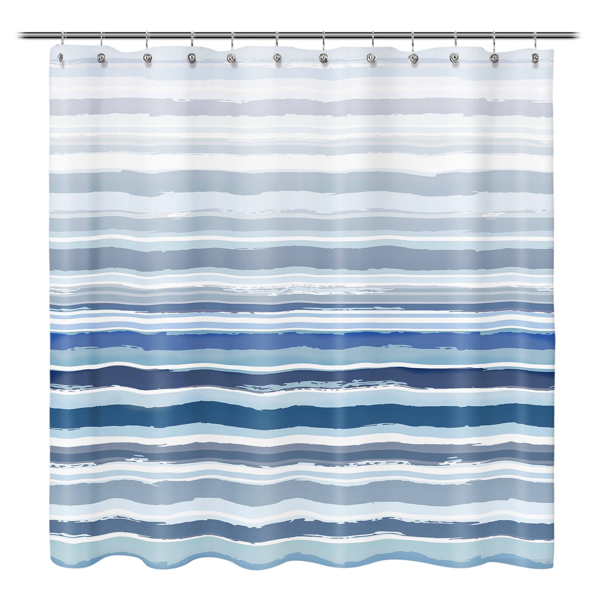 Amazon.com: Ombre Blue Textured Slubbed Fabric Shower Curtain, Blue and White Stripe Shower ...