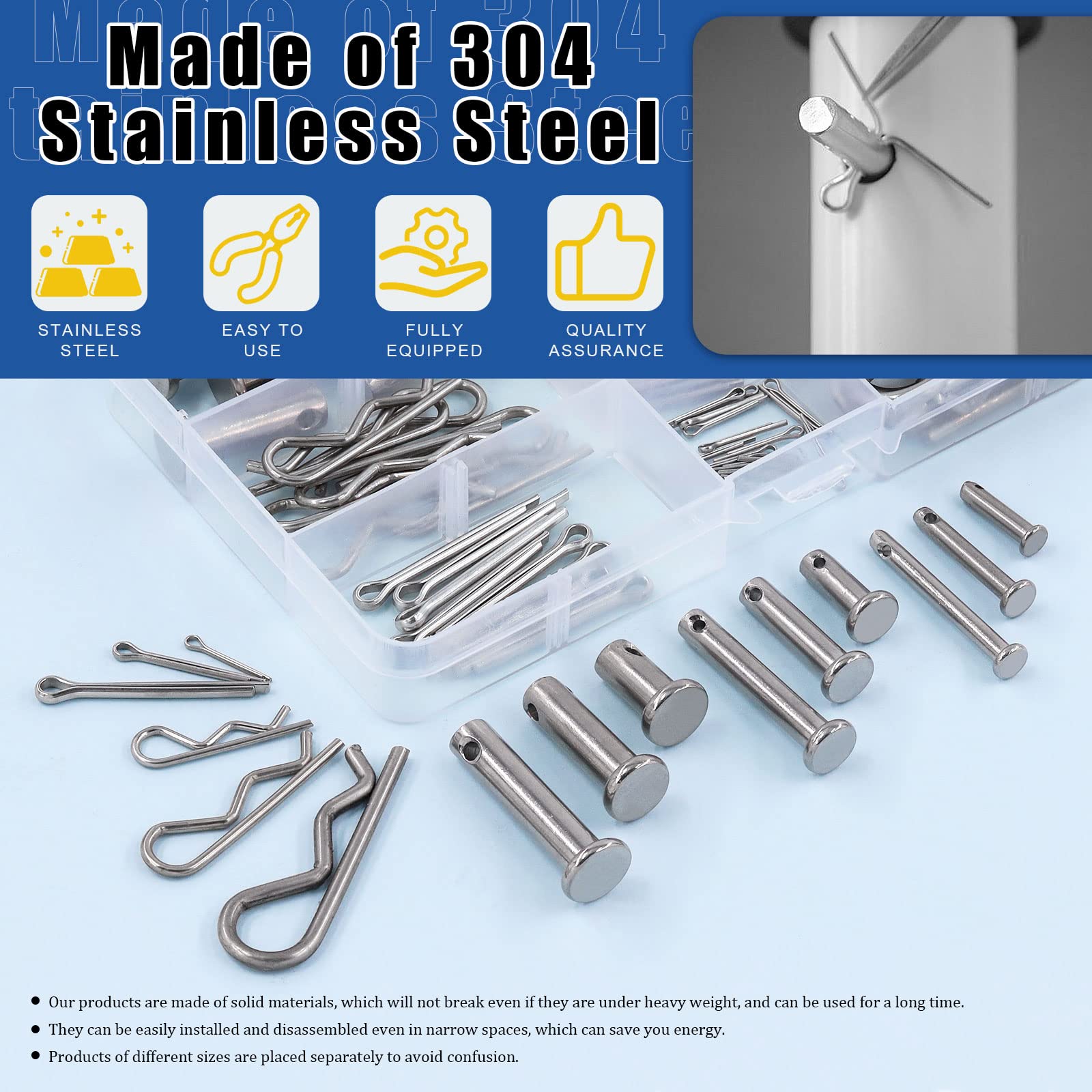 Snapklik.com : Glarks 122Pcs 4 Styles Clevis Pin/Cotter Pin/Hair Pin ...