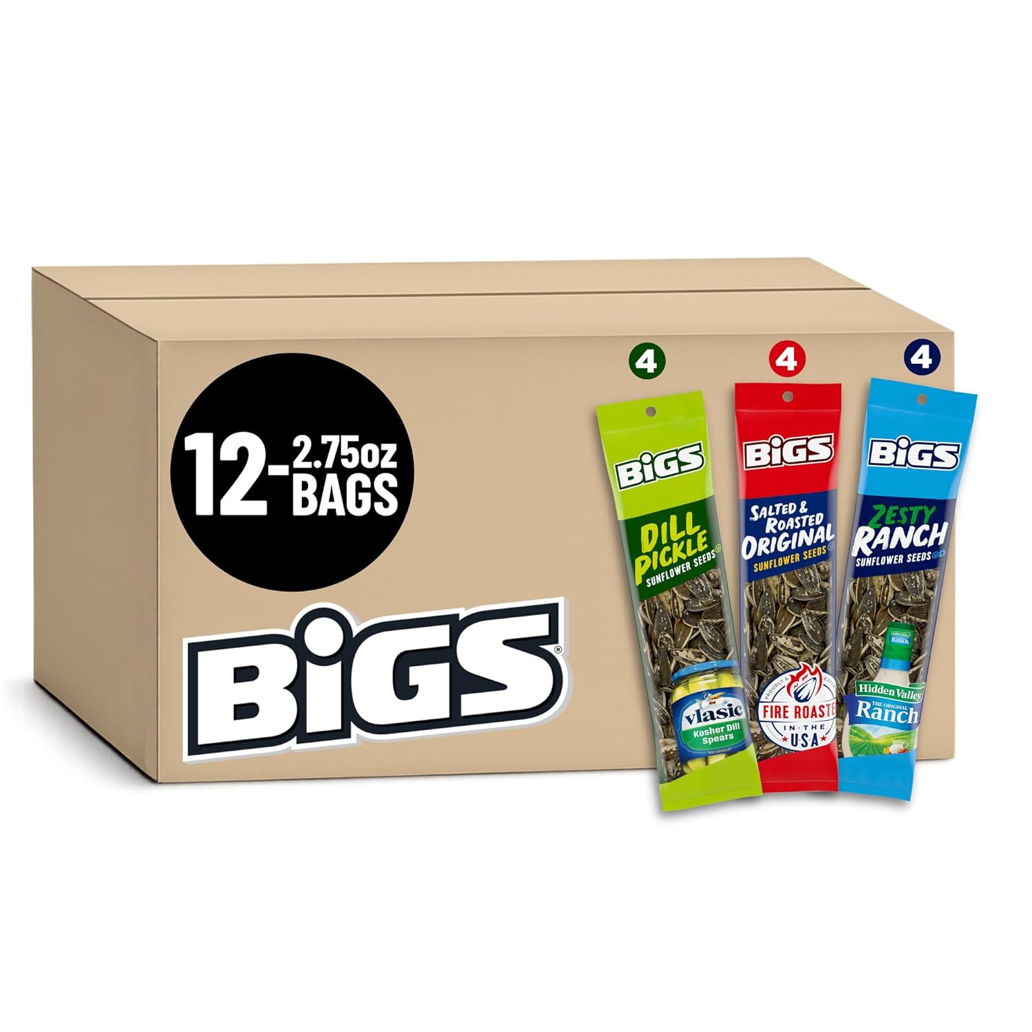 Amazon.com : BIGS Sunflower Seeds Variety Pack, Original, Hidden Valley ...