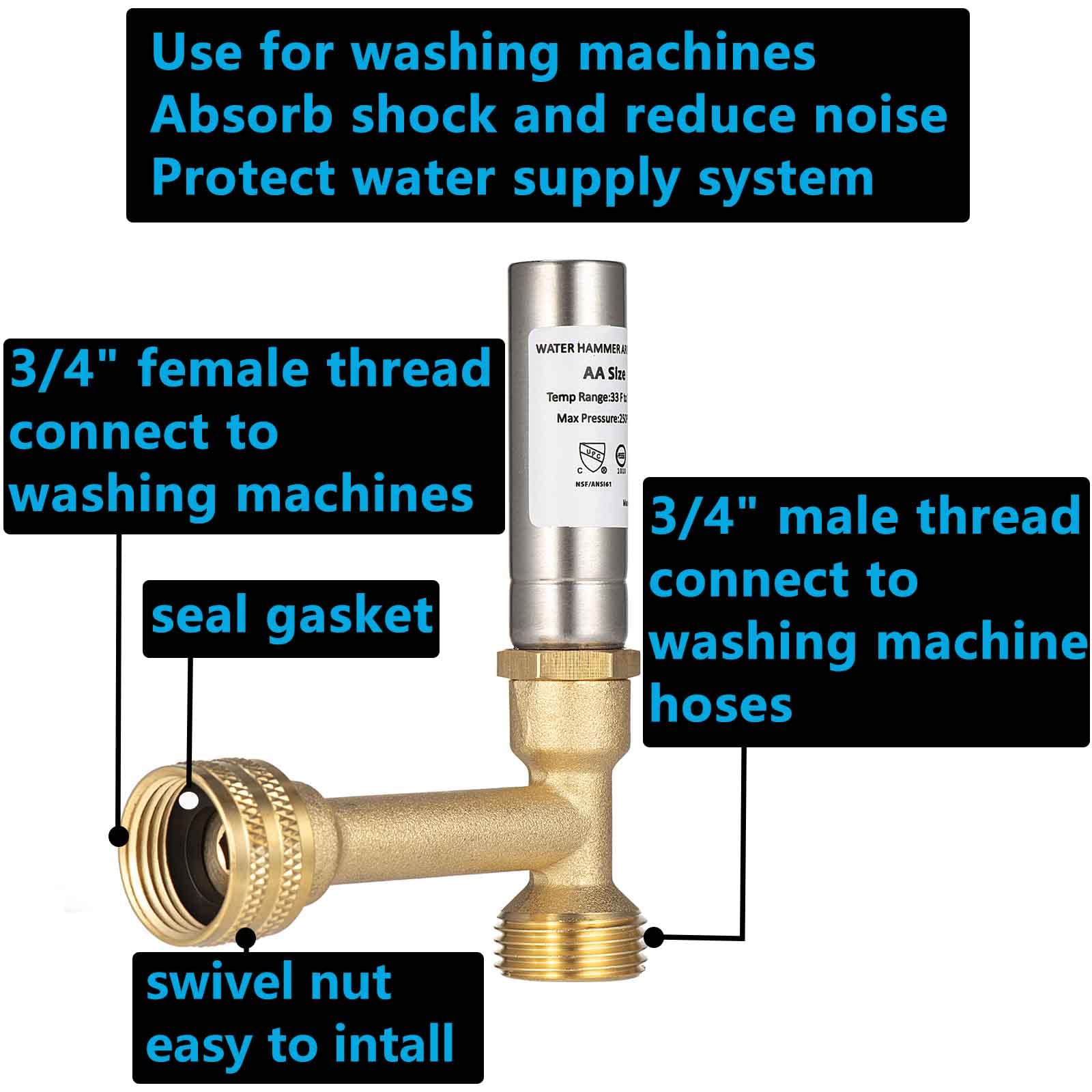 Sioux Chief Water Hammer Arrestor Water Hammer Arrestor 3/4" NH ...